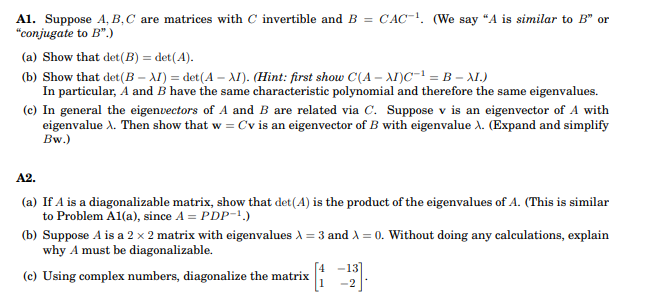 Solved A1. Suppose A,B,C are matrices with C invertible and | Chegg.com