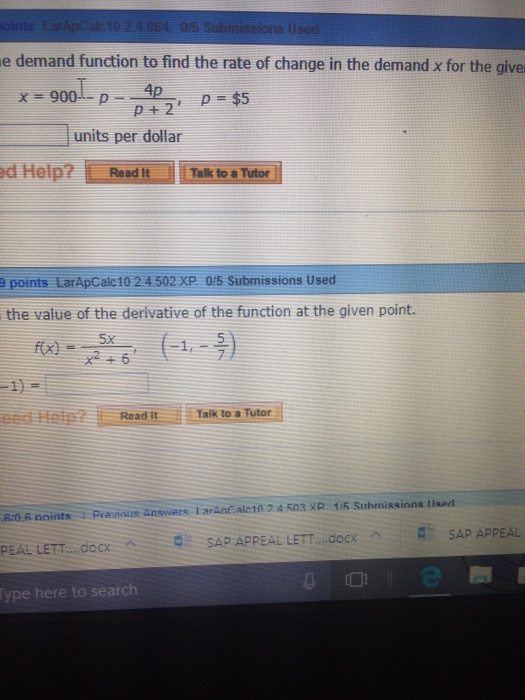 Solved ints LarApcalc102:4064 015 Submissions Used e demand | Chegg.com