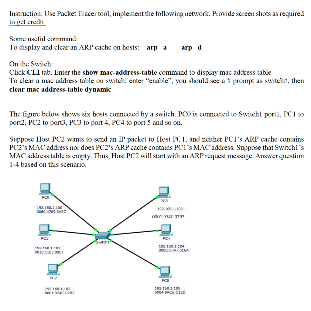 1) What are the source and destination MAC address in | Chegg.com