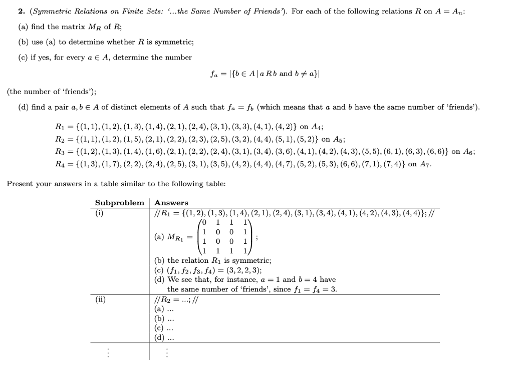 Solved 2. (Symmetric Relations on Finite Sets: "...the Same | Chegg.com