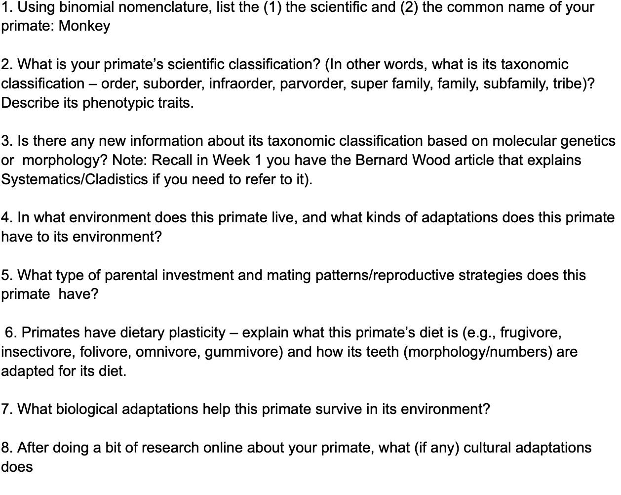 Solved 1. Using binomial nomenclature, list the (1) the | Chegg.com