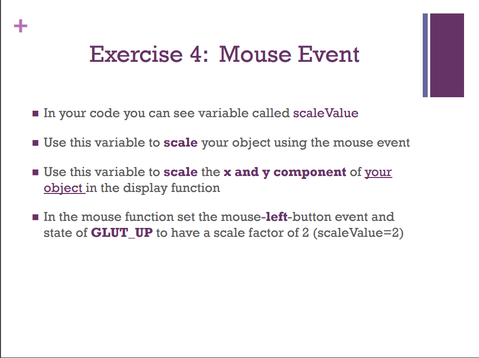 Solved Exercise 1: Output ExampleExercise 3: Keyboard Events | Chegg.com
