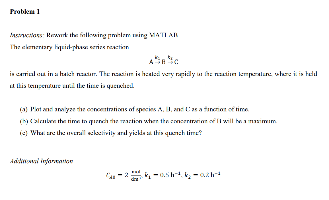 Solved Instructions: Rework the following problem using | Chegg.com