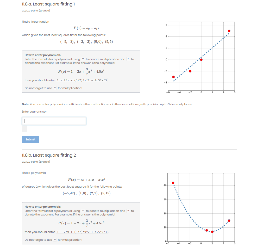 Solved Find A Linear Funtion P X A0 A1x Which Gives The