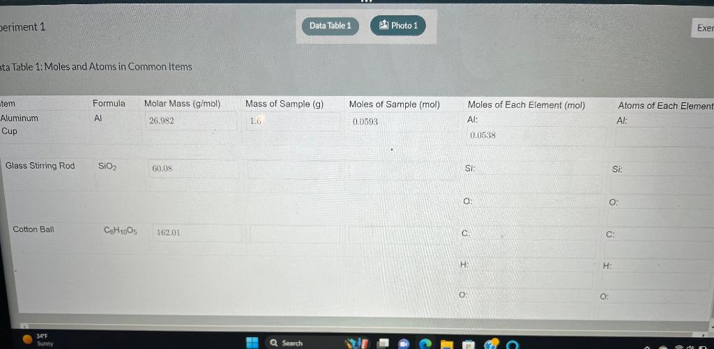 Solved Procedure Gather the digital scale, 2 oz. aluminum | Chegg.com