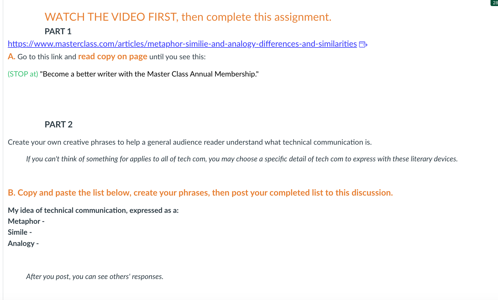 WATCH THE VIDEO FIRST, then complete this assignment. | Chegg.com