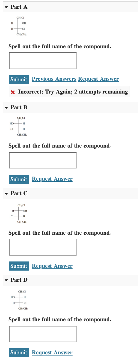 Solved - Part A сна HOH Ha CH.CH Spell out the full name of | Chegg.com