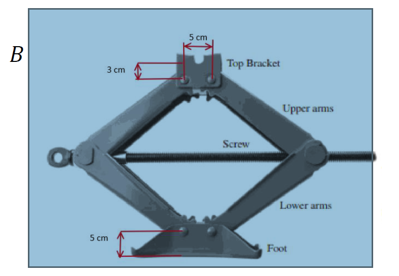 Two types of mechanical jacks, 𝐴 and 𝐵 are shown | Chegg.com