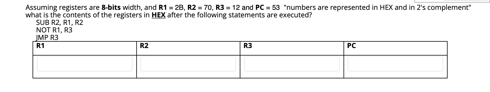 Solved Assuming registers are 8-bits width, and R1 = 2B, R2 | Chegg.com