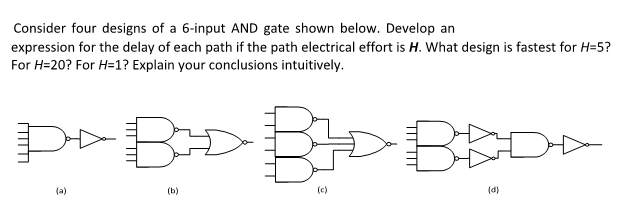 Solved Consider Four Designs Of A 6 Input And Gate Show 6523