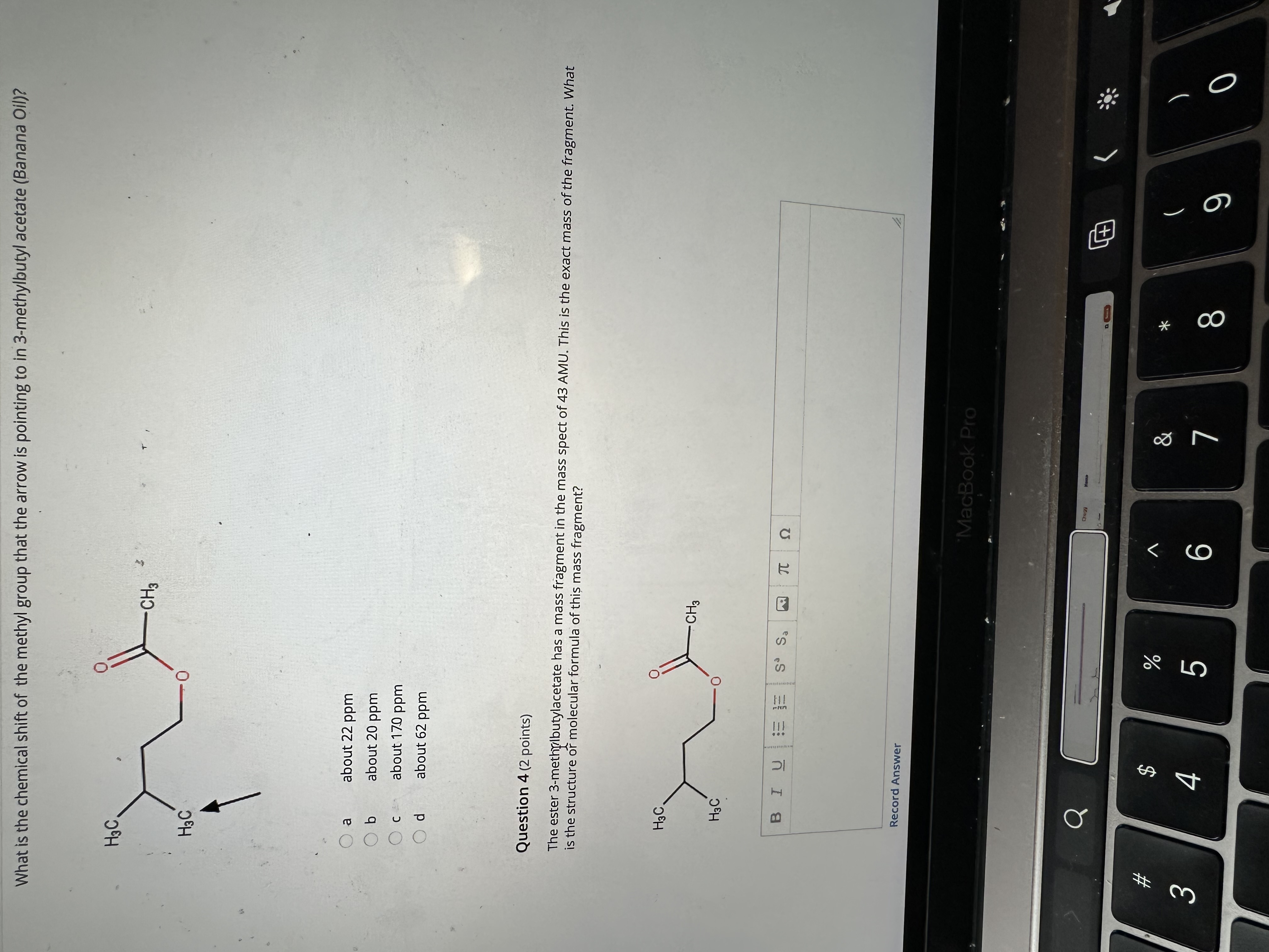 What is the chemical shift of the methyl group that | Chegg.com