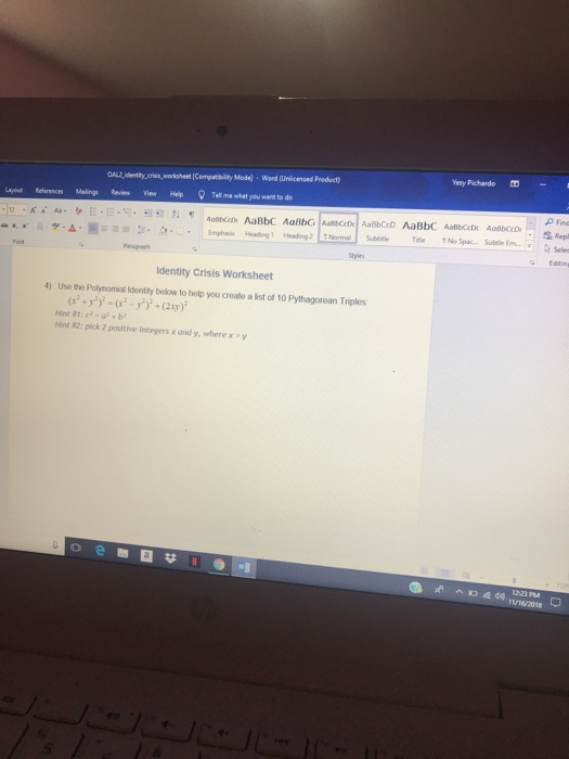 Solved Yesy Pichardo Layout Reterences Mailings Revie ew | Chegg.com