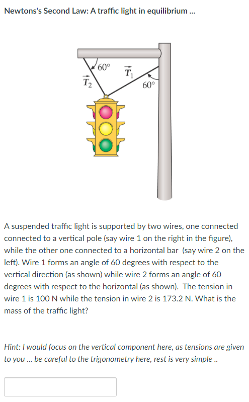 Solved Newtons's Second Law: A traffic light in equilibrium | Chegg.com