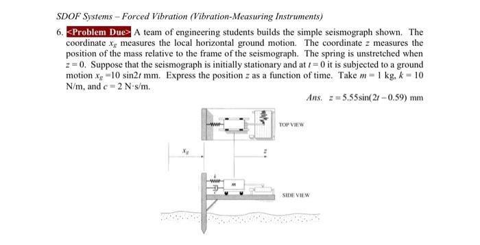 Solved SDOF Systems - Forced Vibration (Vibration-Measuring | Chegg.com Solved SDOF Systems - Forced Vibration (Vibration-Measuring | Chegg.com