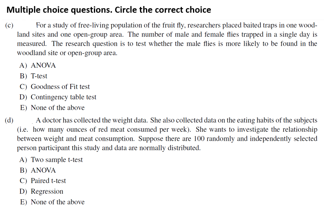 Solved Multiple choice questions. Circle the correct choice | Chegg.com