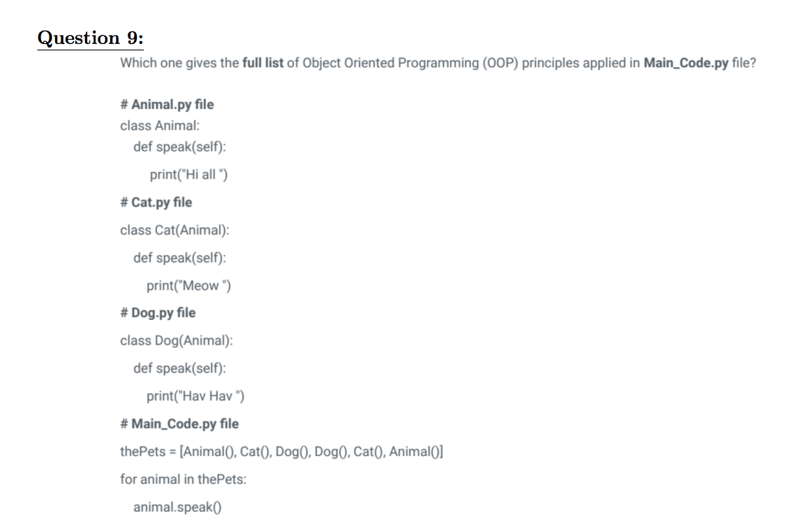 Solved Question 9: Which one gives the full list of Object | Chegg.com