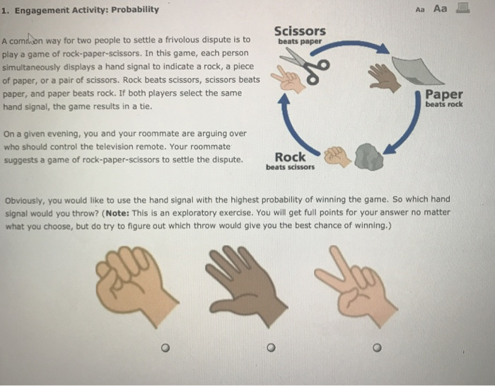 Solved 1. Engagemernt Activity: Probability Aa Aa Scissors A | Chegg.com