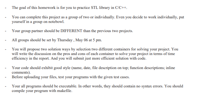 Solved The goal of this homework is for you to practice STL | Chegg.com