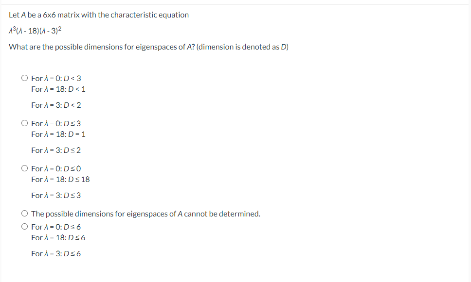 Solved Let A be a 6x6 matrix with the characteristic | Chegg.com