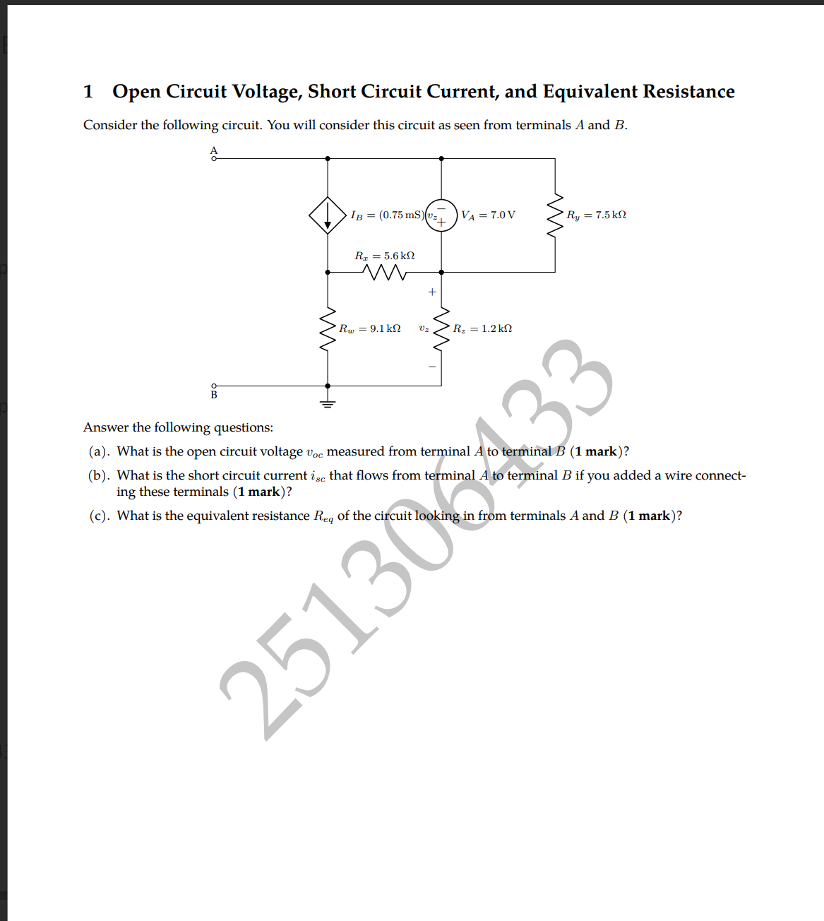 Solved 1 ﻿Open Circuit Voltage, Short Circuit Current, and | Chegg.com