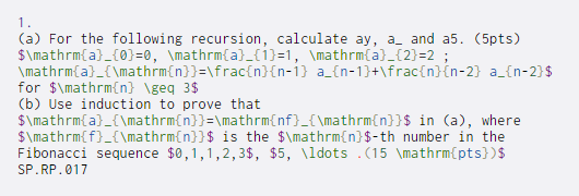 Solved 1. (a) For the following recursion, calculate ay, a_ | Chegg.com