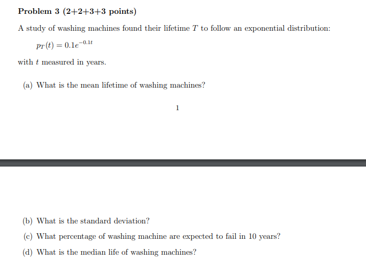 Solved Problem 3(2+2+3+3 points ) A study of washing | Chegg.com