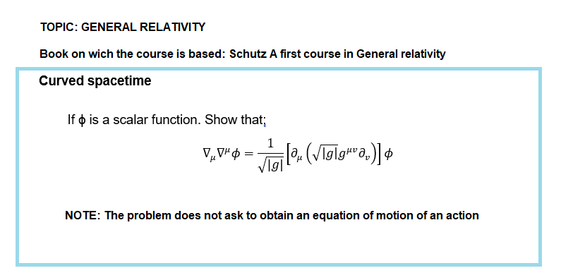 Solved TOPIC: GENERAL RELATIVITY Book on wich the course is | Chegg.com