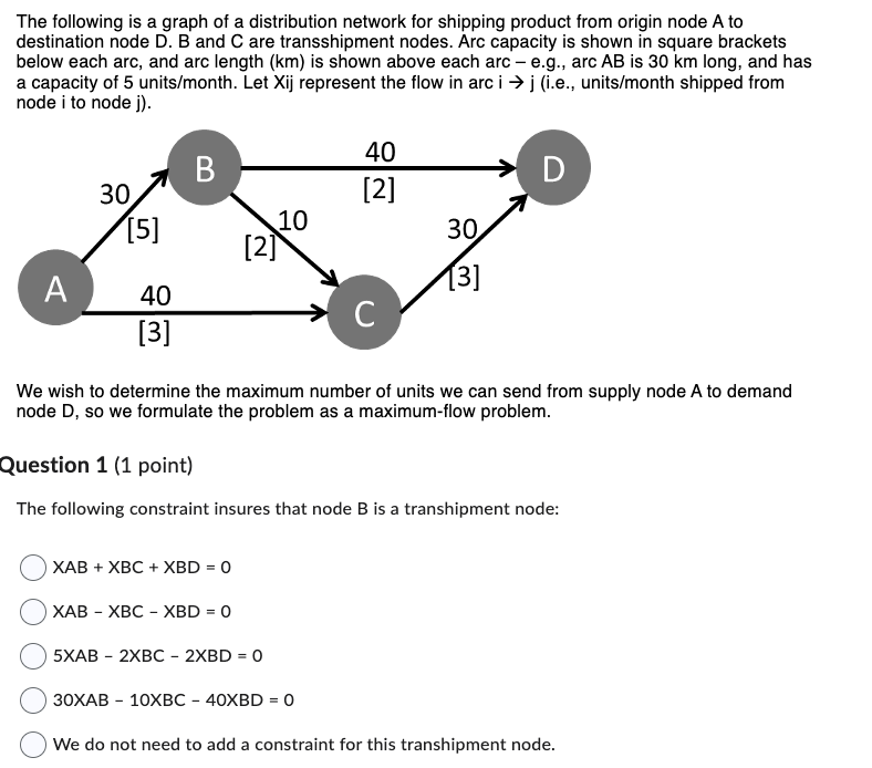 Solved The following constraint insures that node A is the | Chegg.com