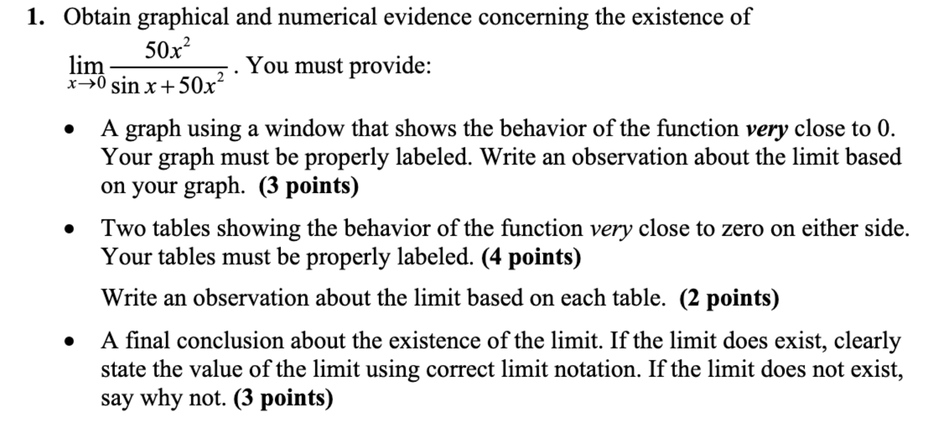 Solved 1. Obtain graphical and numerical evidence concerning | Chegg.com
