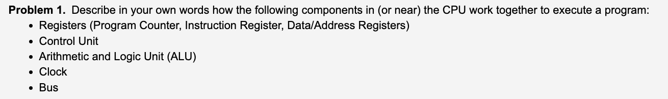 Solved Problem 1. Describe in your own words how the | Chegg.com