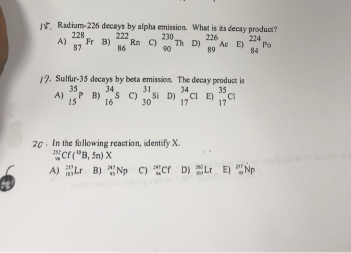 Solved Radium-226 decays by alpha emission. What is its | Chegg.com
