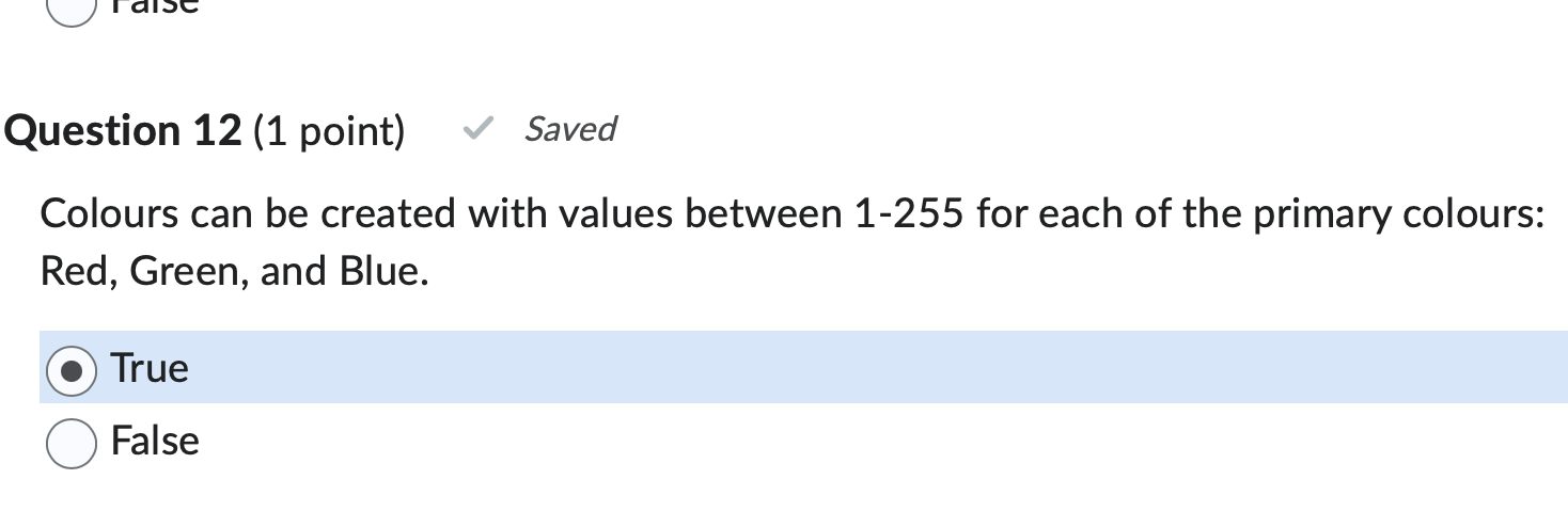 Solved Colours can be created with values between 1-255 for | Chegg.com