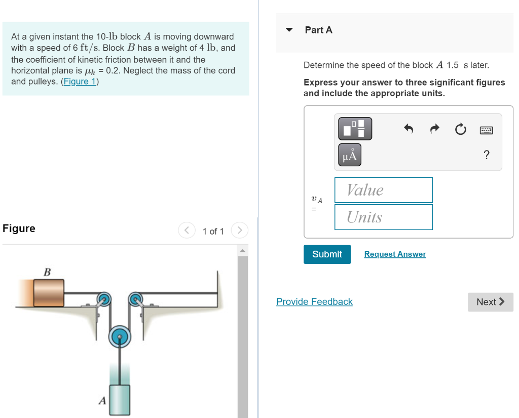 Solved At a given instant the 10-lb block A is moving | Chegg.com
