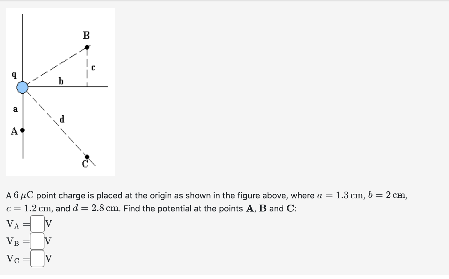 Solved A 6μC point charge is placed at the origin as shown | Chegg.com
