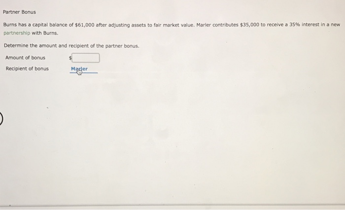 Solved Partner Bonus Burns has a capital balance of $61,000 | Chegg.com