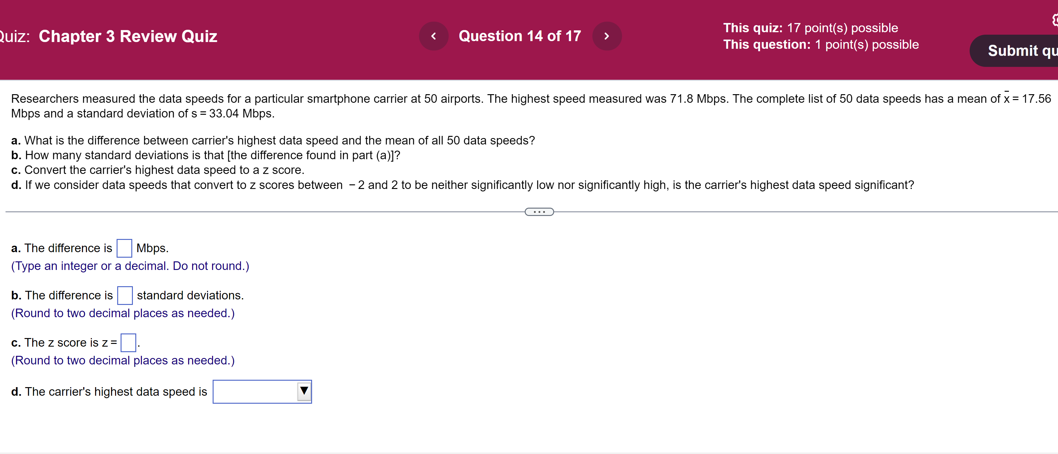 Solved Mbps and a standard deviation of s=33.04Mbps. a. What | Chegg.com
