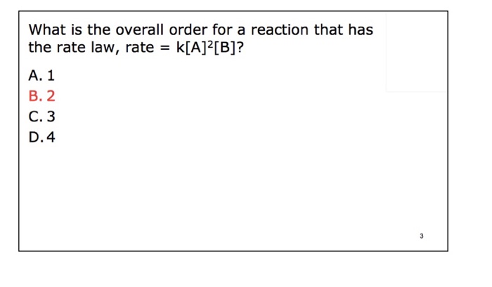 Solved What is the overall order for a reaction that has the | Chegg.com
