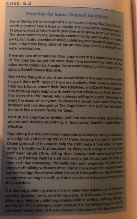 Solved CASE 6.2 Direction for Some, Support for Others | Chegg.com