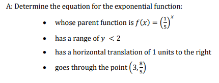 Solved A: Determine the equation for the exponential | Chegg.com