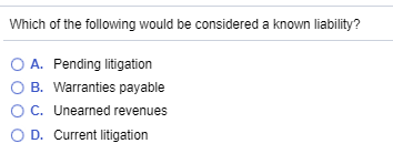 Solved Which of the following would be considered a known | Chegg.com