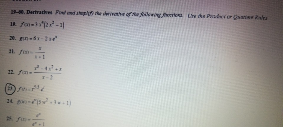 Solved 19-60. Derivatives Find and simplify the derivative | Chegg.com