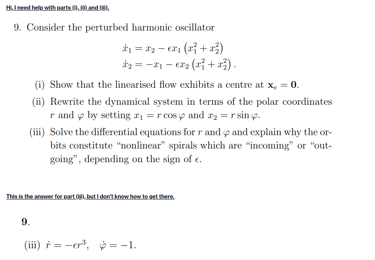 Solved 9. Consider the perturbed harmonic oscillator | Chegg.com