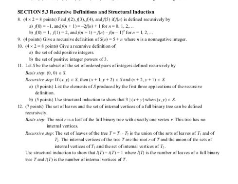 Solved SECTION 5.3 Recursive Definitions and Structural | Chegg.com