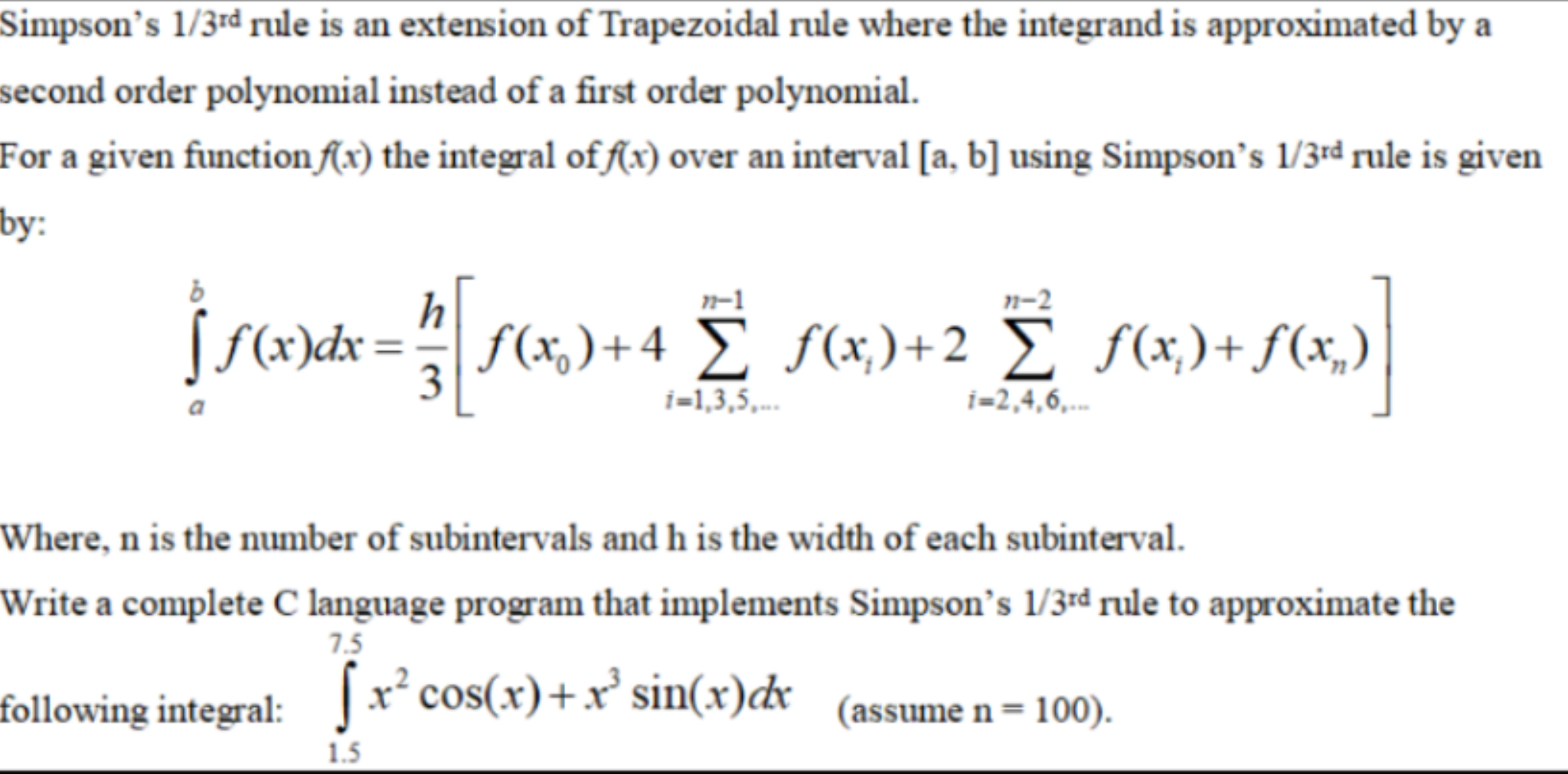 Solved Simpson's 1/3rd rule is an extension of Trapezoidal | Chegg.com