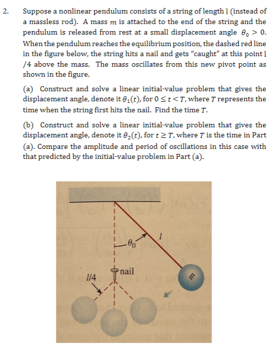 Solved 2. Suppose a nonlinear pendulum consists of a string | Chegg.com