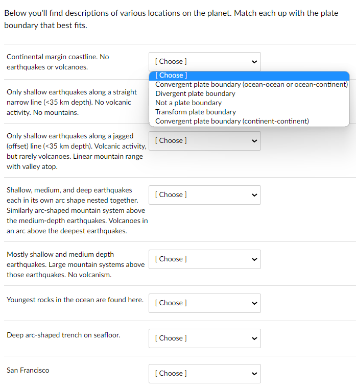 Solved Below you'll find descriptions of various locations | Chegg.com