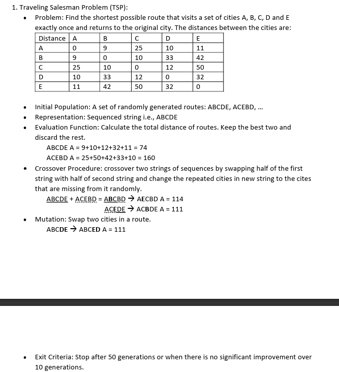 Solved 1. Traveling Salesman Problem (TSP): - Problem: Find | Chegg.com