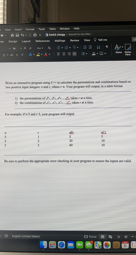 Solved t View Insert Format Tools Table Window Help hwk3 | Chegg.com