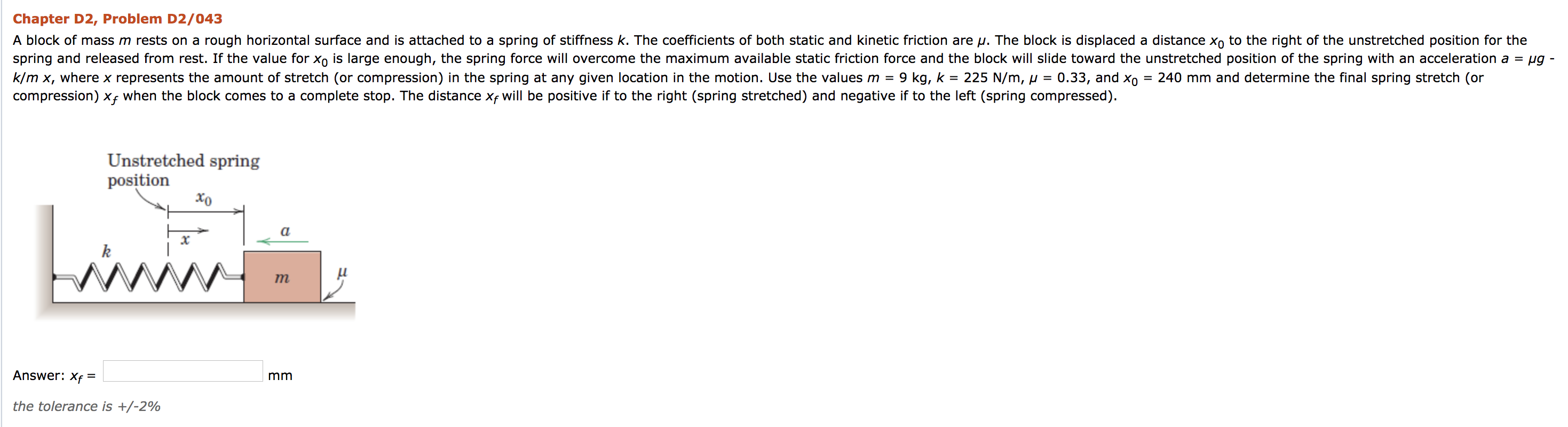 Solved Chapter D2, Problem D2/043 A block of mass m rests on | Chegg.com