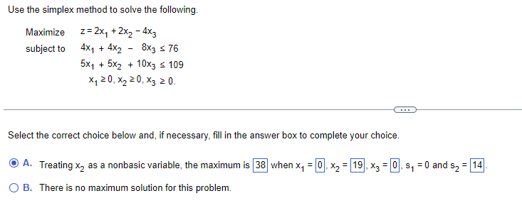 Solved Use the simplex method to solve the following. | Chegg.com